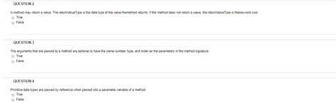 Solved Question 2 A Method May Return A Value The Return