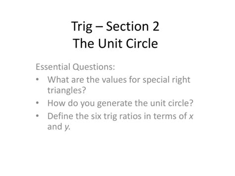 Trig 2 Special Triangles Unit Circle