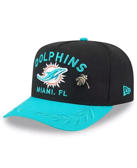 New Era Mens Black Aqua Miami Dolphins 2025 Nfl Draft On Stage A Frame 59fifty Fitted Hat