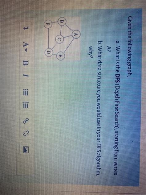 Solved Given The Following Graph A What Is The Dfs Depth