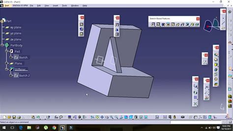 Catia Part Design Multi Section Solid Stiffener And More Hindiurdu Youtube