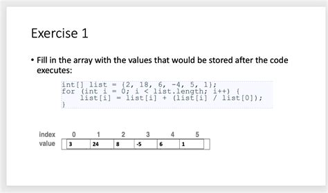 Solved Exercise Fill In The Array With The Values That Chegg