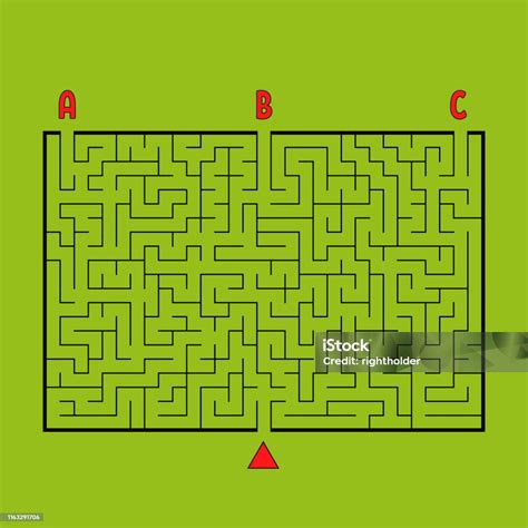 추상 직사각형 큰 미로 어린이와 성인을위한 게임 아이들을위한 퍼즐 올바른 방법을 찾으십시오 미로 수수께끼 플랫 벡터 그림입니다 0명에 대한 스톡 벡터 아트 및 기타 이미지
