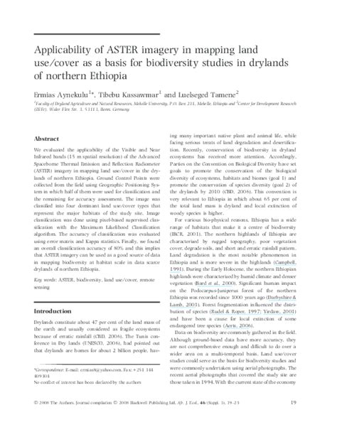 Pdf Applicability Of Aster Imagery In Mapping Land Use Cover As A Basis For Biodiversity