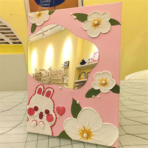 郁金香肌理画diy手工材料填充色丙烯石英砂油画镜子送女朋友礼物 虎窝淘