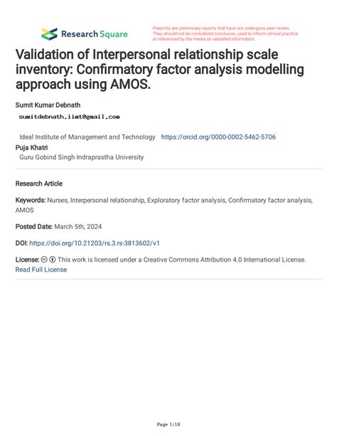 Pdf Validation Of Interpersonal Relationship Scale Inventory Confirmatory Factor Analysis