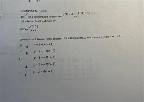 solved question 5 1 point let f be a differentiable