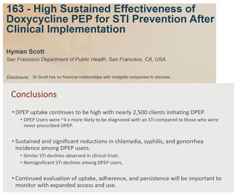 High Sustained Effectiveness Of Doxycycline Pep For Sti Prevention