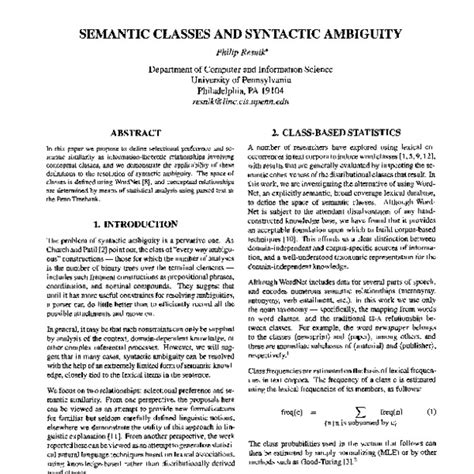 Semantic Classes And Syntactic Ambiguity Acl Anthology