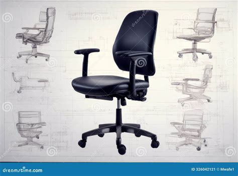Office Blueprint Chair Architect Design Drawing Blue Vignetting Background Plan Engineering