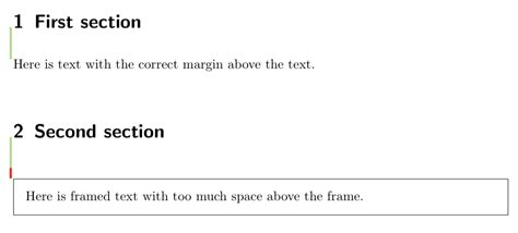 Spacing Too Much Space Between Framed Box And Section Title Tex