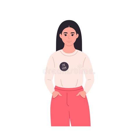 Young Character With Gender Pronouns Pin She He They Non Binary