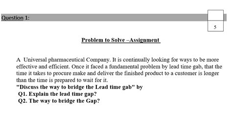 Solved Question 1 5 Problem To Solve Assignment A