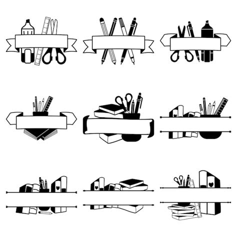 Premium Vector Set Of School Supplies Split Monogram