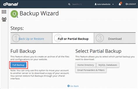 How To Generate The Full Backup Via CPanel Under Backup Wizard Feature