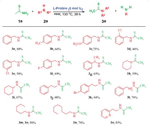Scope For Synthesis Of Thioamides Using Thioacetamide With Different