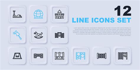 세트 라인 교육 논리 게임 스웨덴 벽 안장 스윙에 말 놀이터 등반 장비 장난감 말 어린이 다리 및 어린이 놀이터 슬라이드 파이프 아이콘 벡터 0명에 대한 스톡 벡터 아트 및