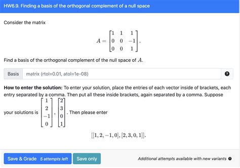 Solved HW Finding A Basis Of The Orthogonal Complement Chegg Com