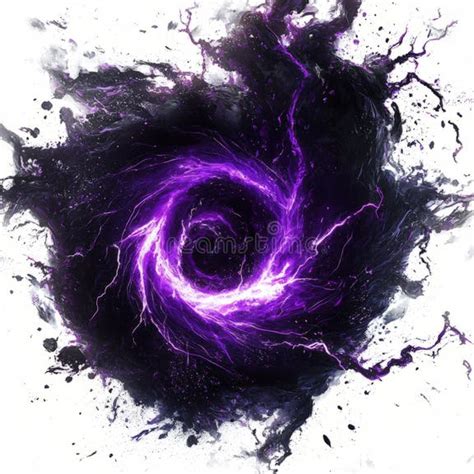 Chaotic Void Magic With Black Swirling Energy And Purple Lightning