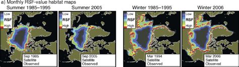 A Examples Of Monthly Resource Selection Function Rsf Value Habitat