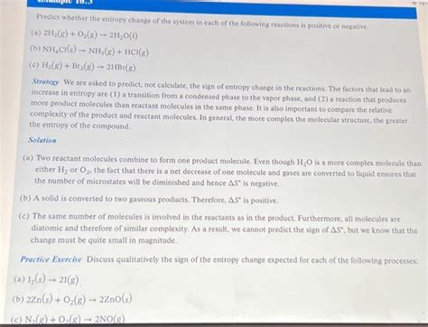 Solved Predict Whether The Entropy Change Of The System In Chegg Com