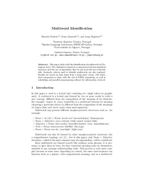 Pdf Multiword Identification