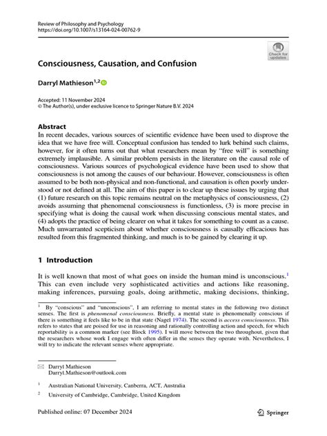 Consciousness Causation And Confusion Darryl Mathieson Pdf