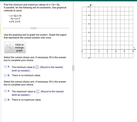 find the minimum and maximum values of z 2x 6y if