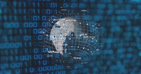image of globe and binary code on black background stock image image