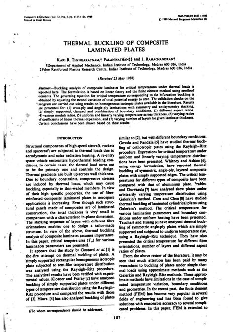 Pdf Thermal Buckling Of Composite Laminated Plates