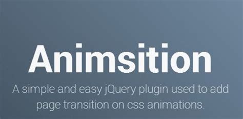 Animsition An Easy Jquery Plugin To Add Page Transition On Css