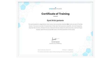 Syed Arfat Geelani On Linkedin Successfully Completed The Sql Training