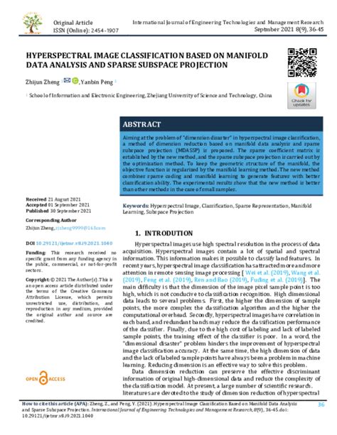 pdf hyperspectral image classification based on manifold data