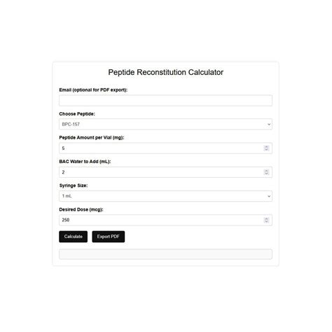 Peptide Reconstitution Calculator Fit Science