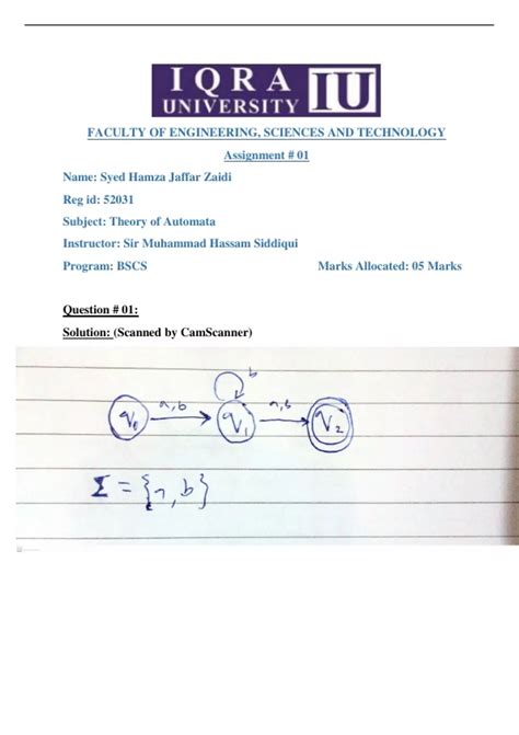 Theory Of Automata Assignment 1 Aut Stuvia Us