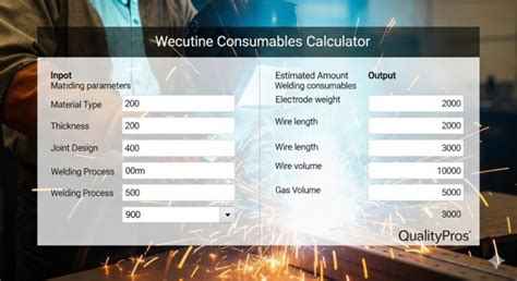 Welding Consumables Calculator Qualitypros