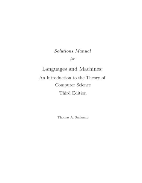 Languages And Machines Thomas Sudkamp 3rd Edition