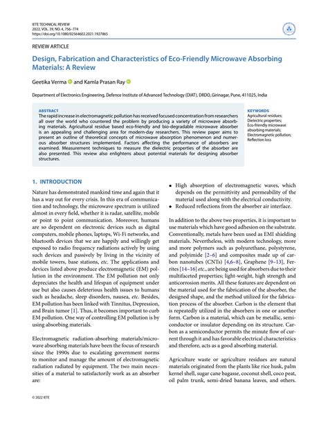 Solution Design Fabrication And Characteristics Of Eco Friendly Microwave Absorbing Materials A