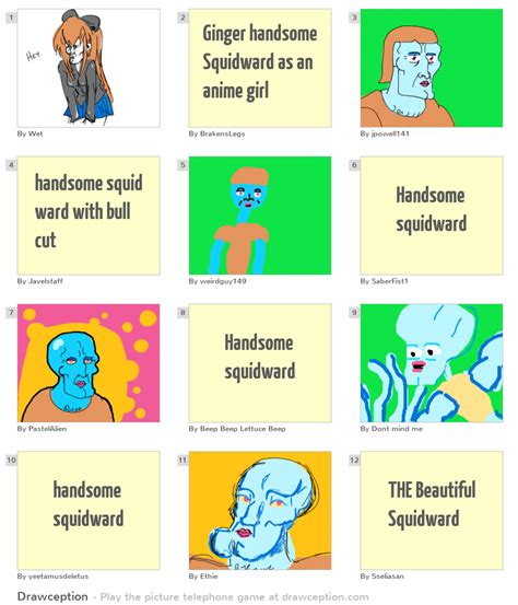 Ginger Handsome Squidward As An Anime Girl Drawception