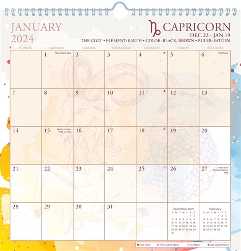 2024 Astrology Spiral Wall Calendar Trends International