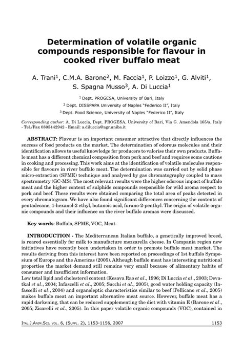 Pdf Determination Of Volatile Organic Compounds Responsible For Flavour In Cooked River