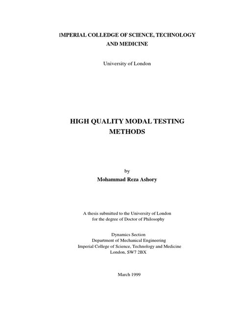 high quality modal testing methods pdf matrix mathematics