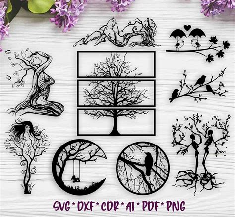 Branches And Trees Set SVG DXF AI Digital Vector Files Etsy