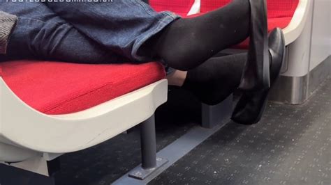 Shoeplay Fun On The Train Wearing Ballet Flats And Socks Amelie