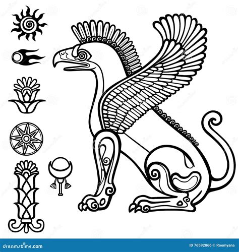 Image Of Assyrian Winged Animal Vector Illustration Cartoondealer