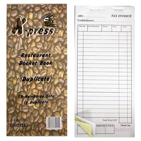Duplicate Dine In Docket Book Long 50d21