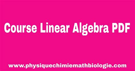 course linear algebra pdf