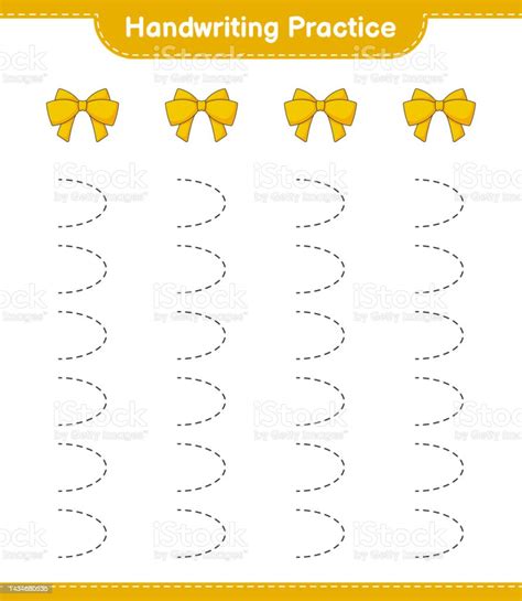 필기 연습 리본의 추적 라인 교육 어린이 게임 인쇄 가능한 워크 시트 벡터 일러스트 레이 션 0명에 대한 스톡 벡터 아트 및