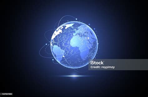 글로벌 네트워크 연결 글로벌 비즈니스의 세계지도 지점 및 라인 구성 개념 벡터 일러스트레이션 3차원 형태에 대한 스톡 벡터 아트 및 기타 이미지 Istock
