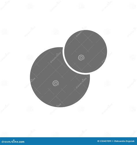 Pie Chart Intersecting Circles Venn Diagram Grey Icon Stock Vector